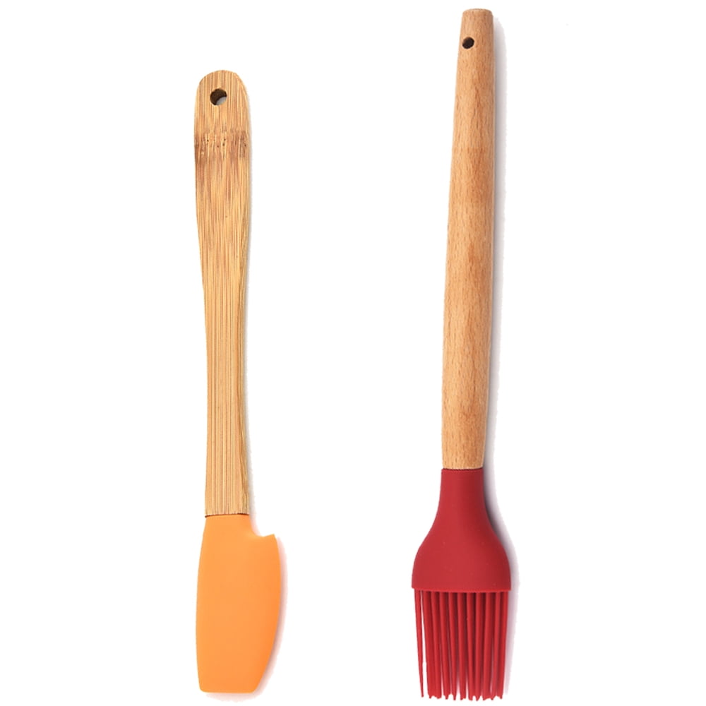 2pc Silicone Mini Utensil Set with Bamboo Handles, Multicoloured ...