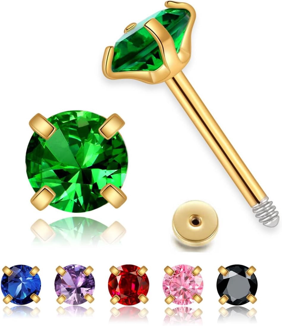 2pc Small Stud Flatback Earrings for Women,Dainty Flat Screw Back ...