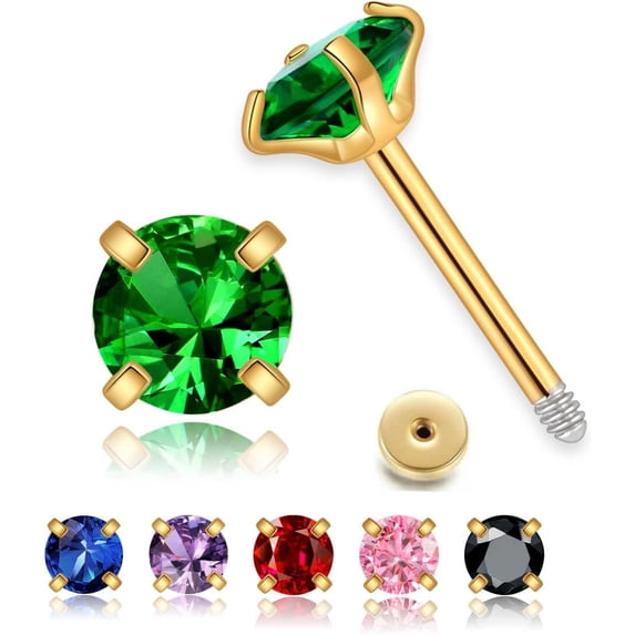 2pc Small Stud Flatback Earrings for Women,Dainty Flat Screw Back ...
