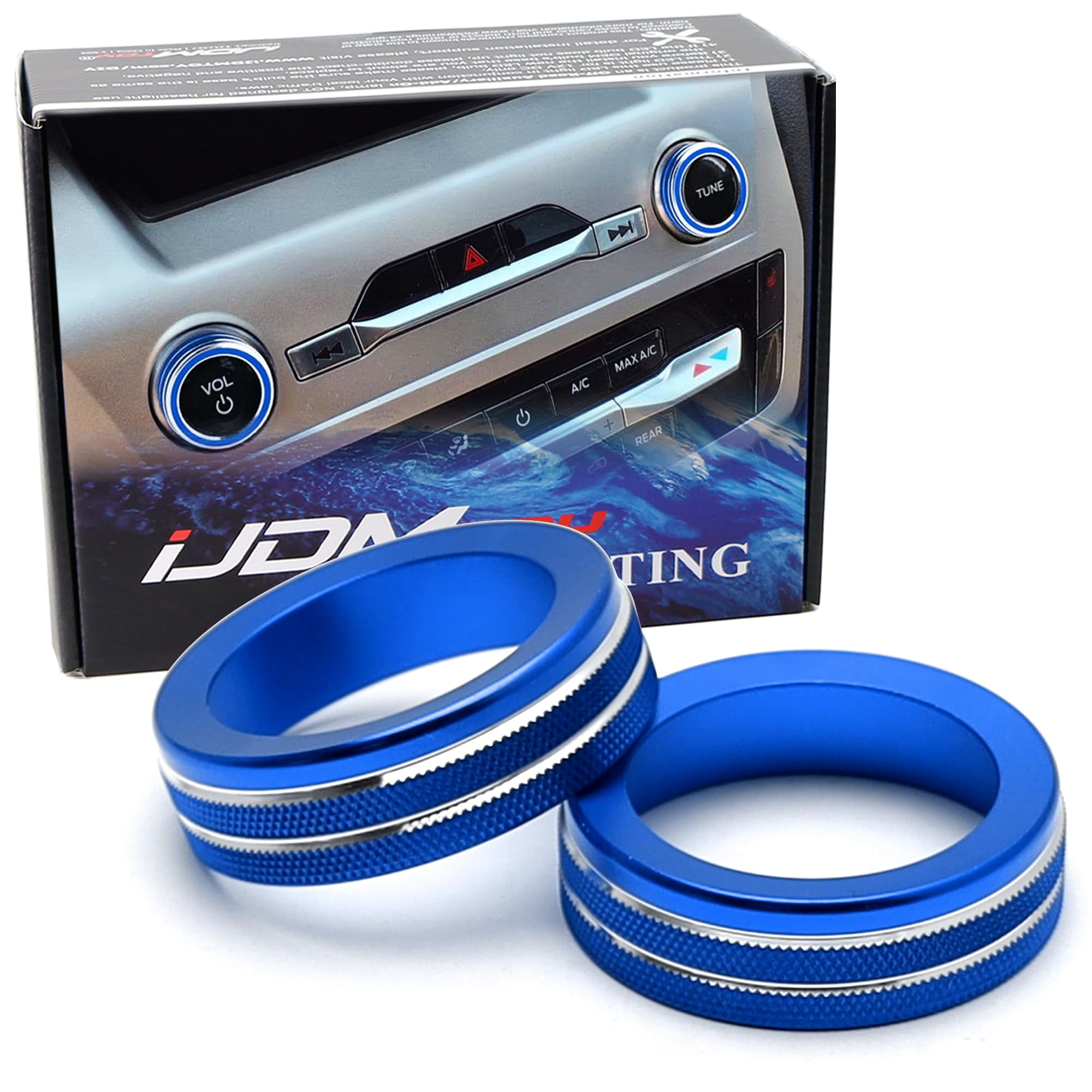 2pc Sports Blue Aluminum Center Dashboard Stereo/Radio Volume Tune ...