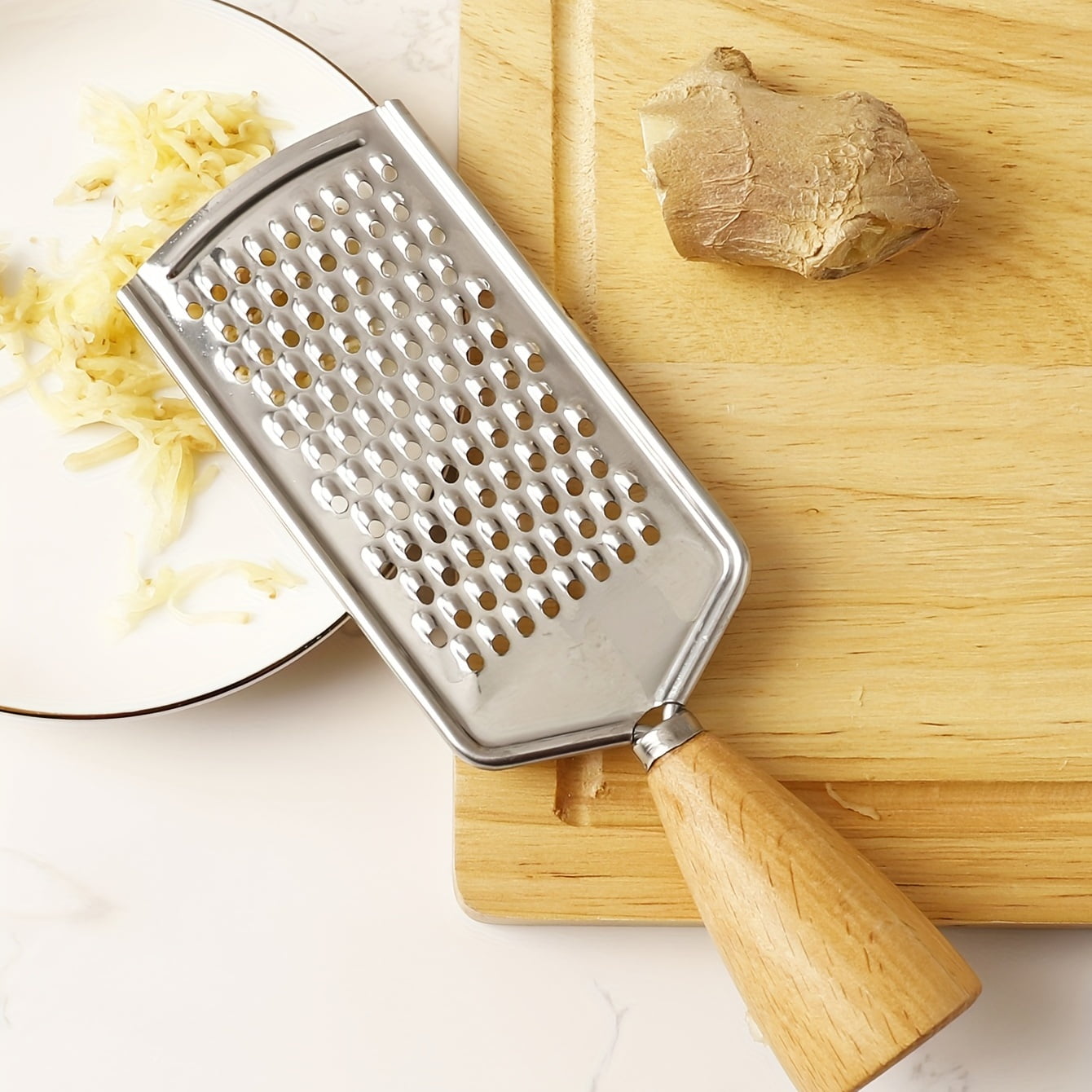 2pc Stainless Steel Food Grater With Round Beech Wood Handle Kitchen ...