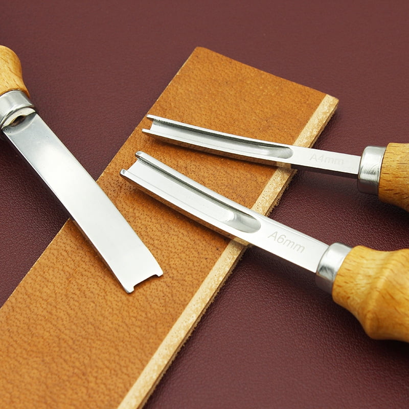 2pc Stainless Steel Leather Edge Beveler Skiving with Wood Handle Wide ...