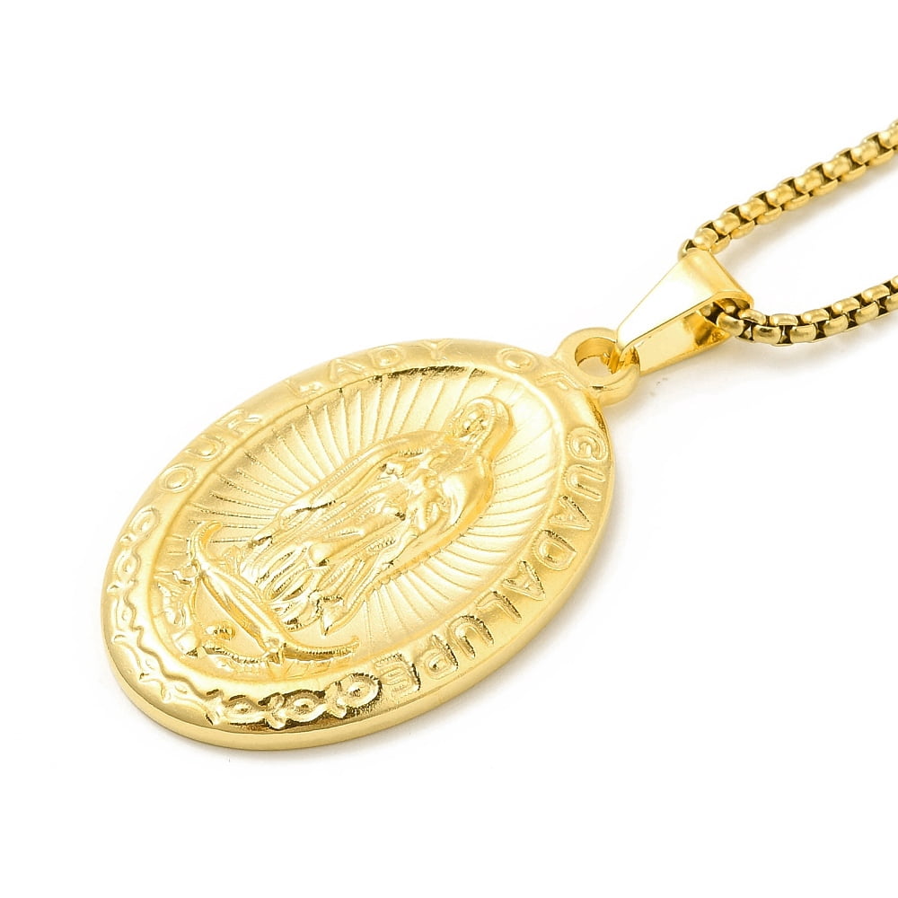 2pc Stainless Steel Pendant Necklace with Box Chains for Women Golden ...