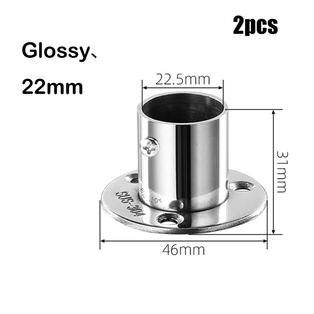 2pc Stainless Steel Wardrobe Bracket Flange Support for Clothes Hanging ...