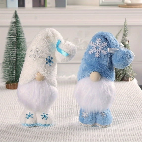 2pc, Standing Snowflake Dolls Rudolph Christmas Gnomes, No-Face Holiday ...