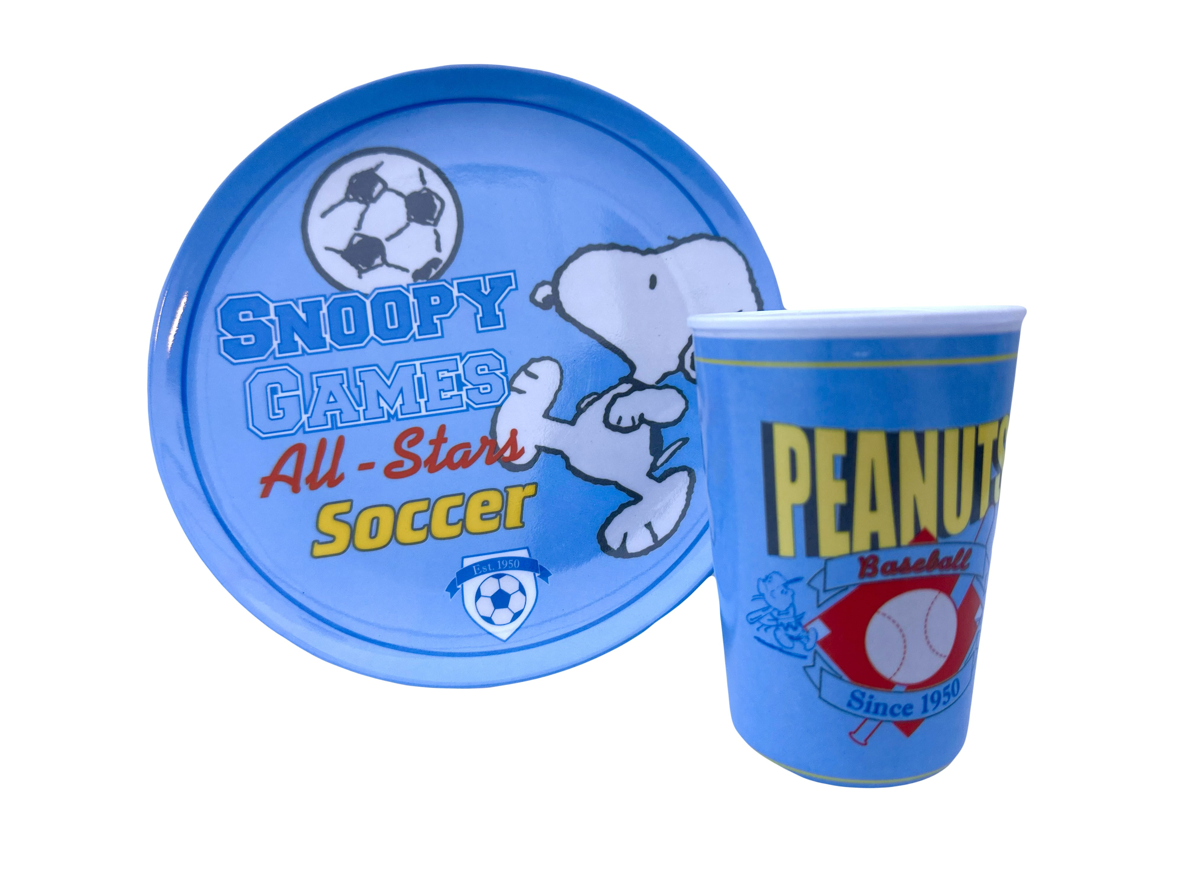 2pc Star Snoopy Plate Cup Set - Snoopy Plays Soccer Plate And Tumbler ...