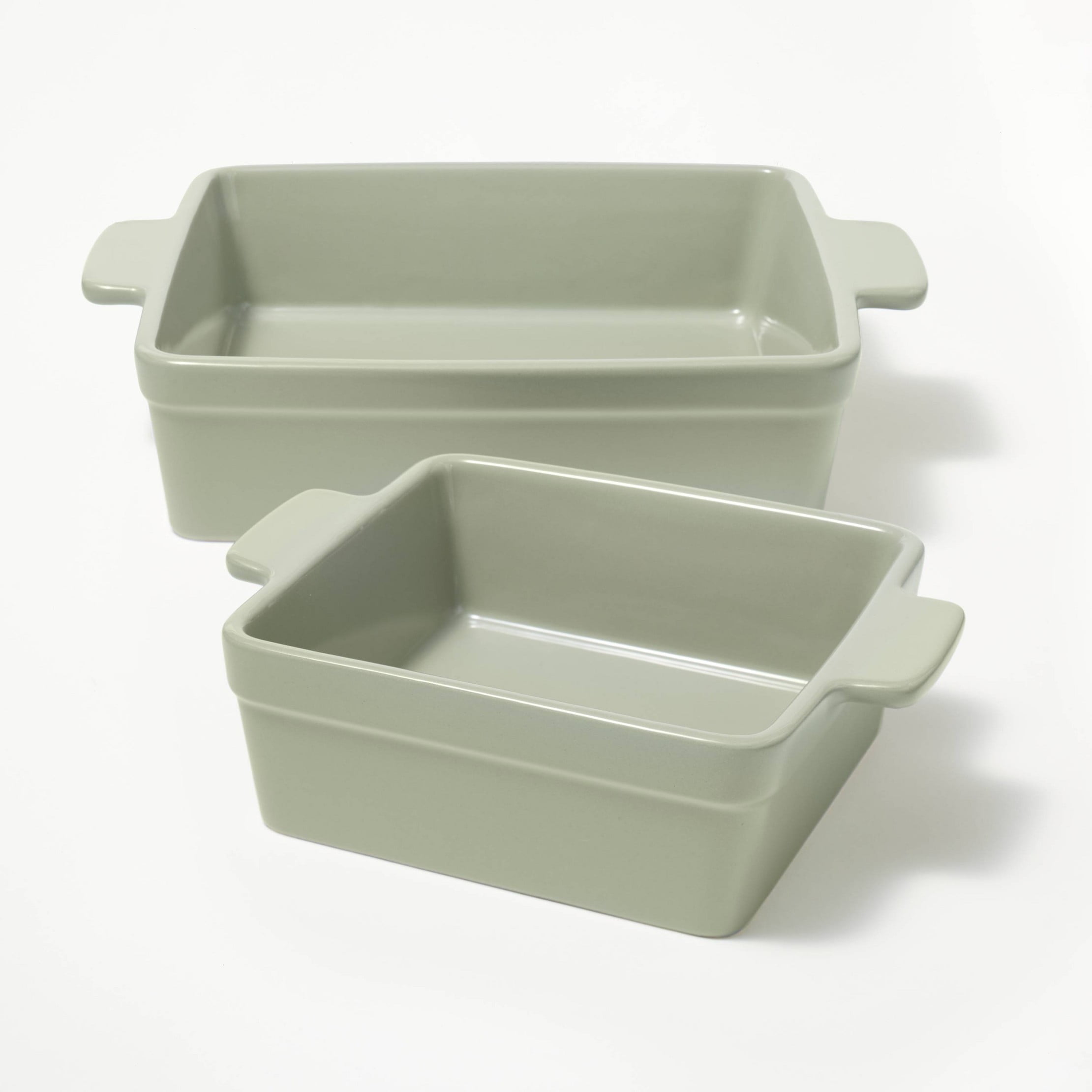 2pc Stoneware Square Baking Dish Set Sage Green Kitchen Bakeware ...