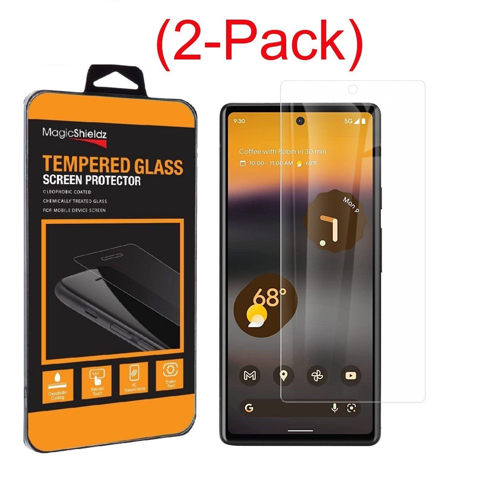 Google Pixel 6a 2-Pack Clear Tempered Glass Screen Protector - Walmart.com