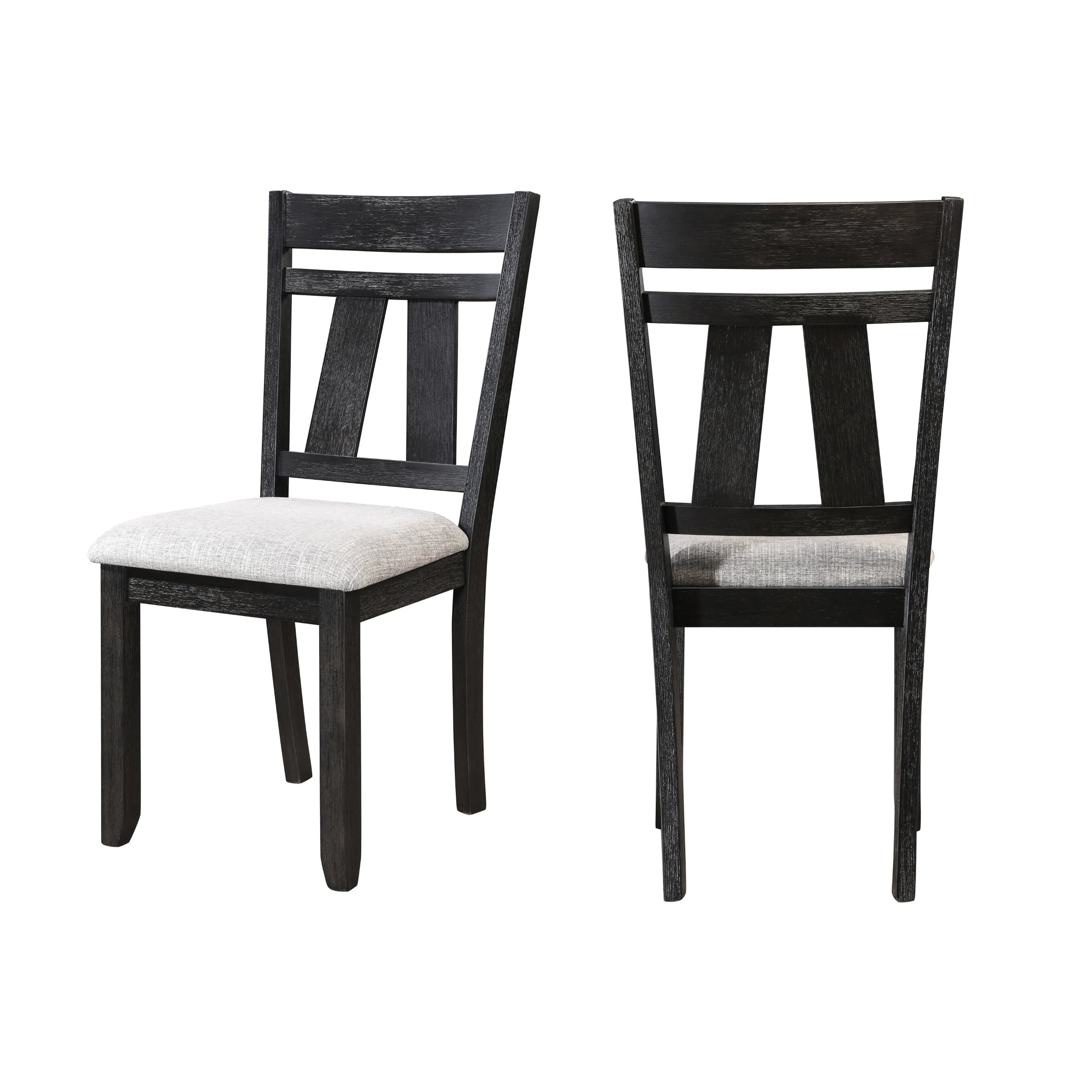 2pc Transitional Dining Side Chairs, Wheat Charcoal Upholstered ...