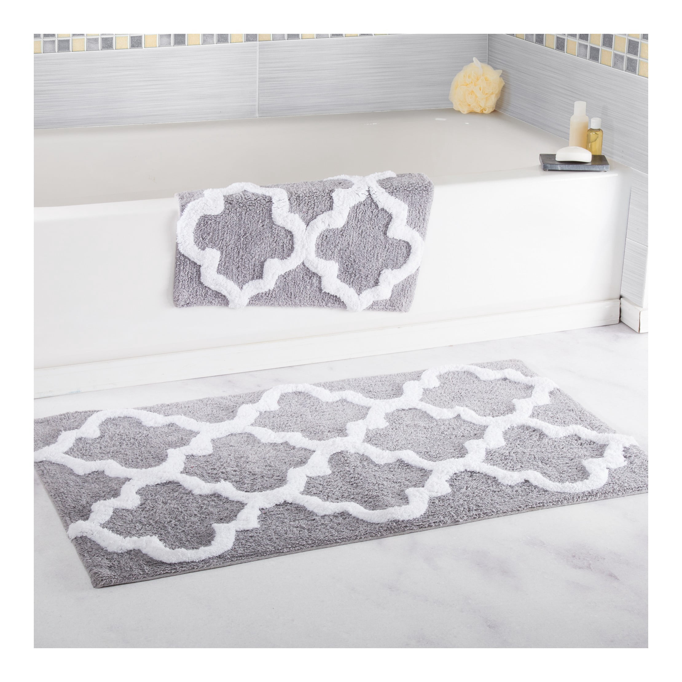 2pc Trellis Bath Mat Set Gray - Walmart.com