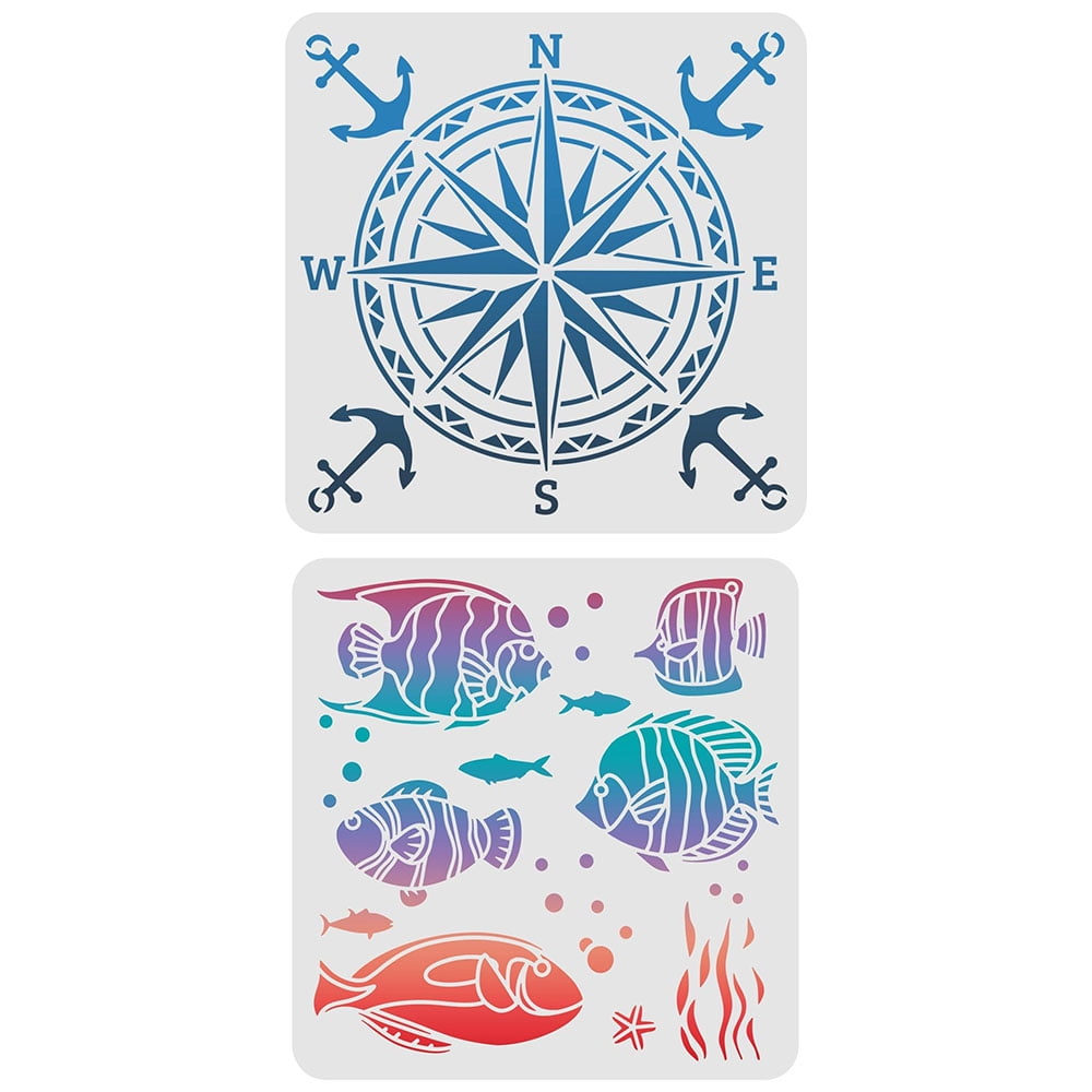 2pc Tropical Fish Stencil 30x30cm Fish Stencils for Painting Reusable ...