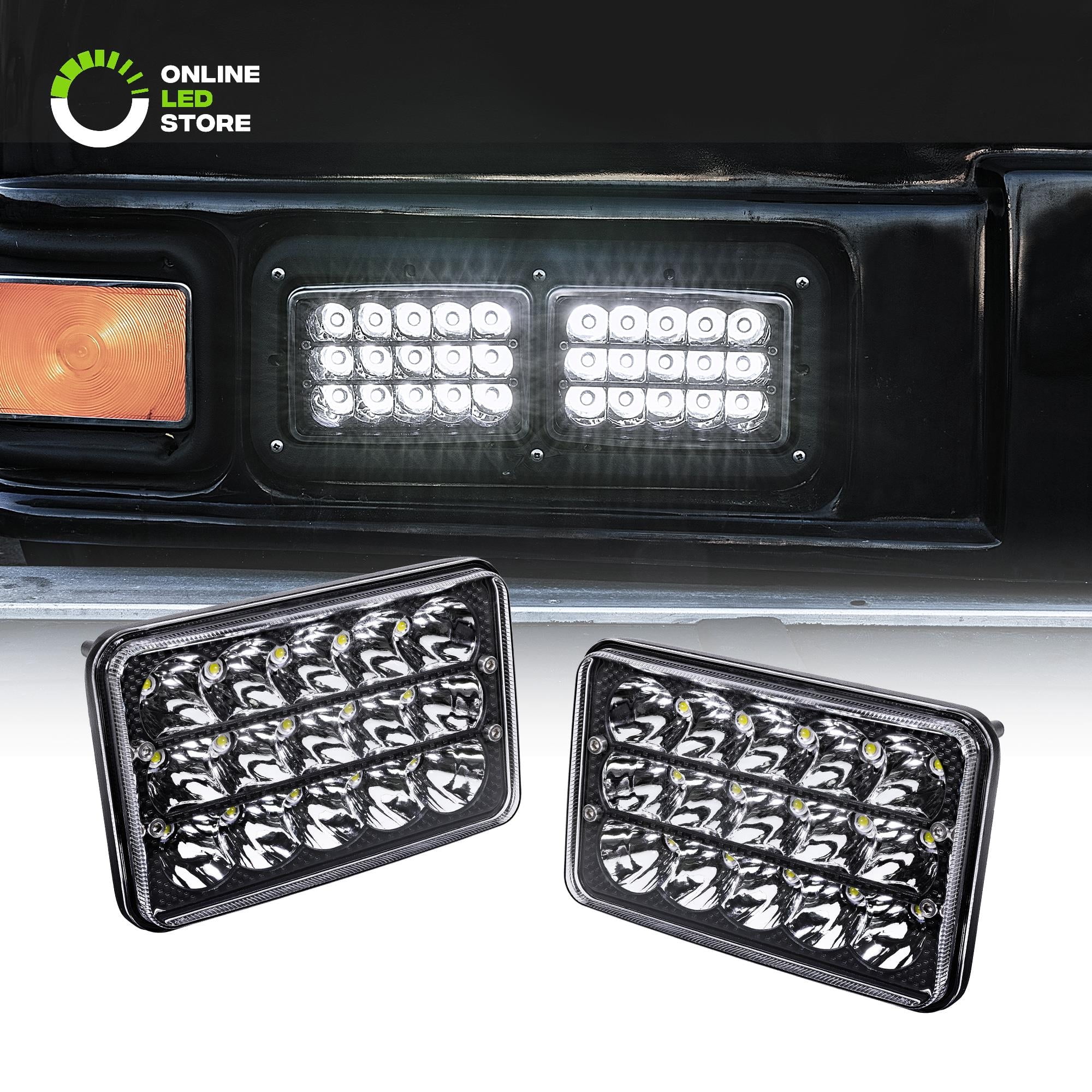 2pc Universal 4x6 45W LED Rectangular Sealed Beam Headlight Assembly ...