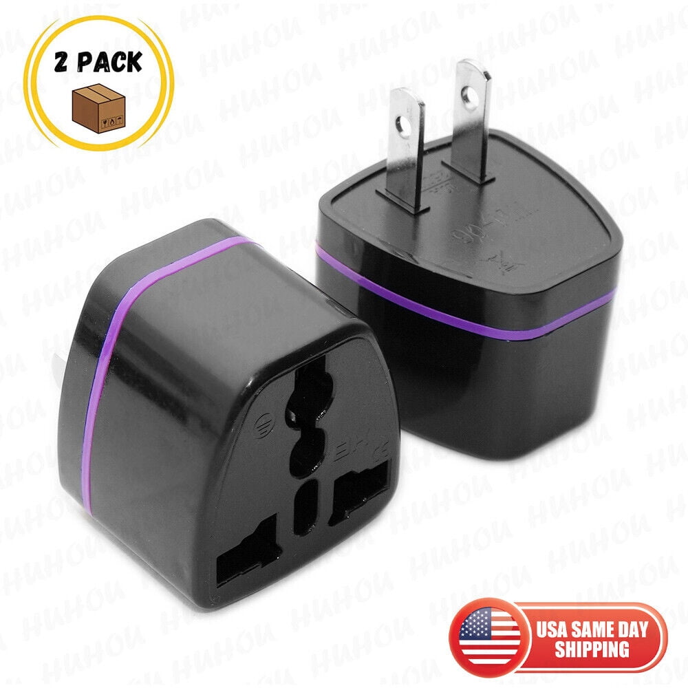 2pc Universal Travel AC Plug EU AU UK to US USA Canada DC Adapter ...