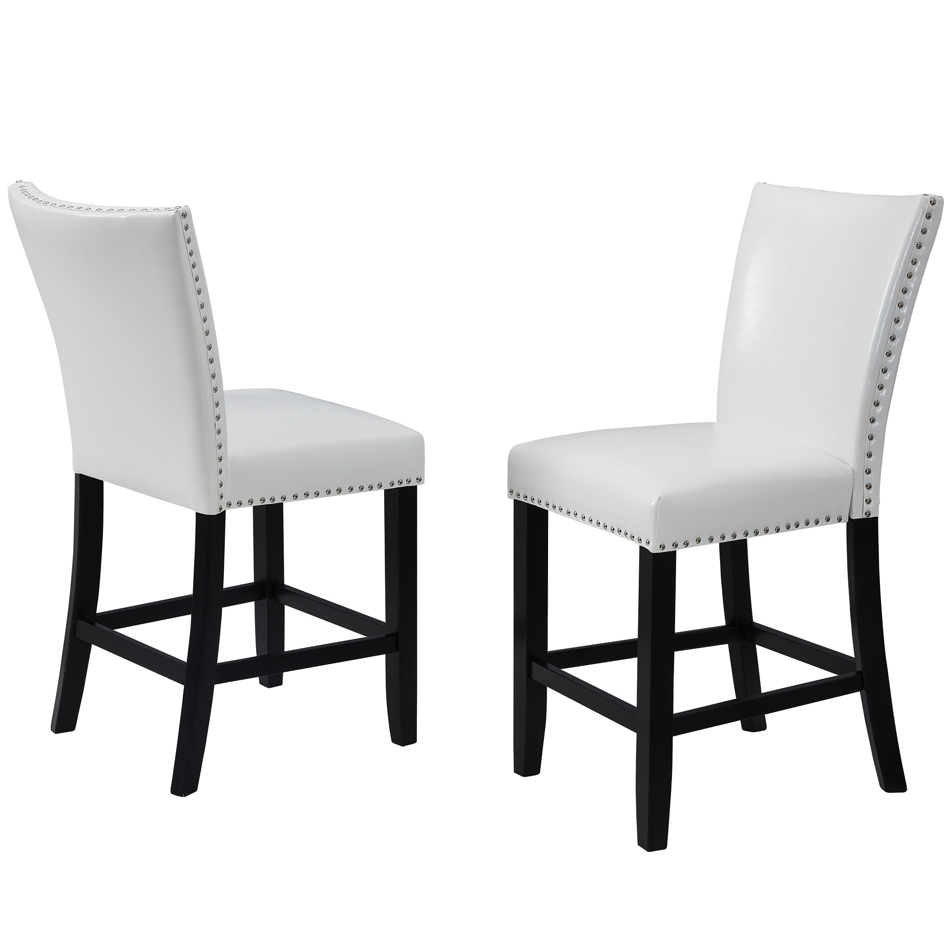 2pc White Counter Height Seating Chairs, Upholstered, Modern ...