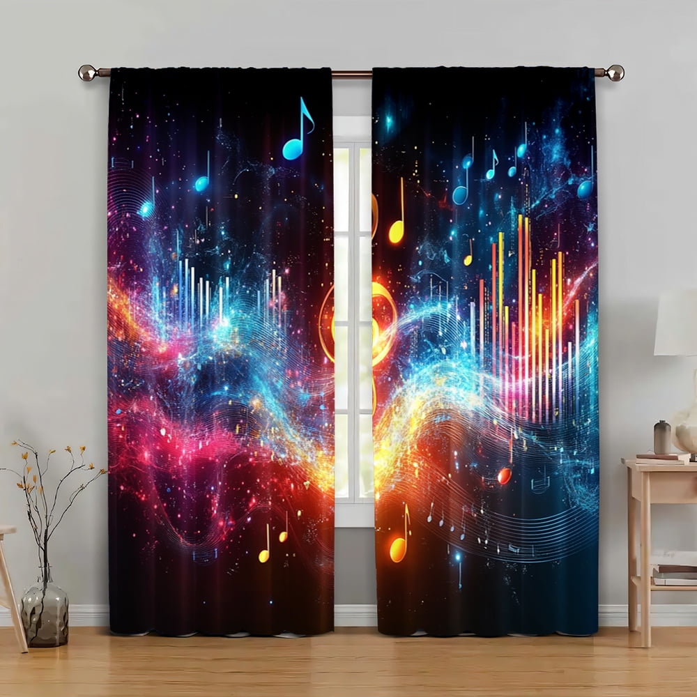 2pc Window Drapes Musical Symphony Light Filter Party rations Use for ...