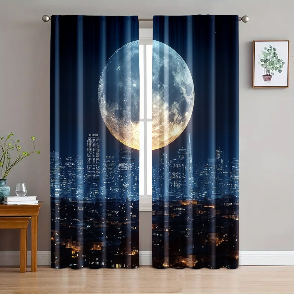 2pc Window Drapes San Francisco at night Versatile Fabric Without ...