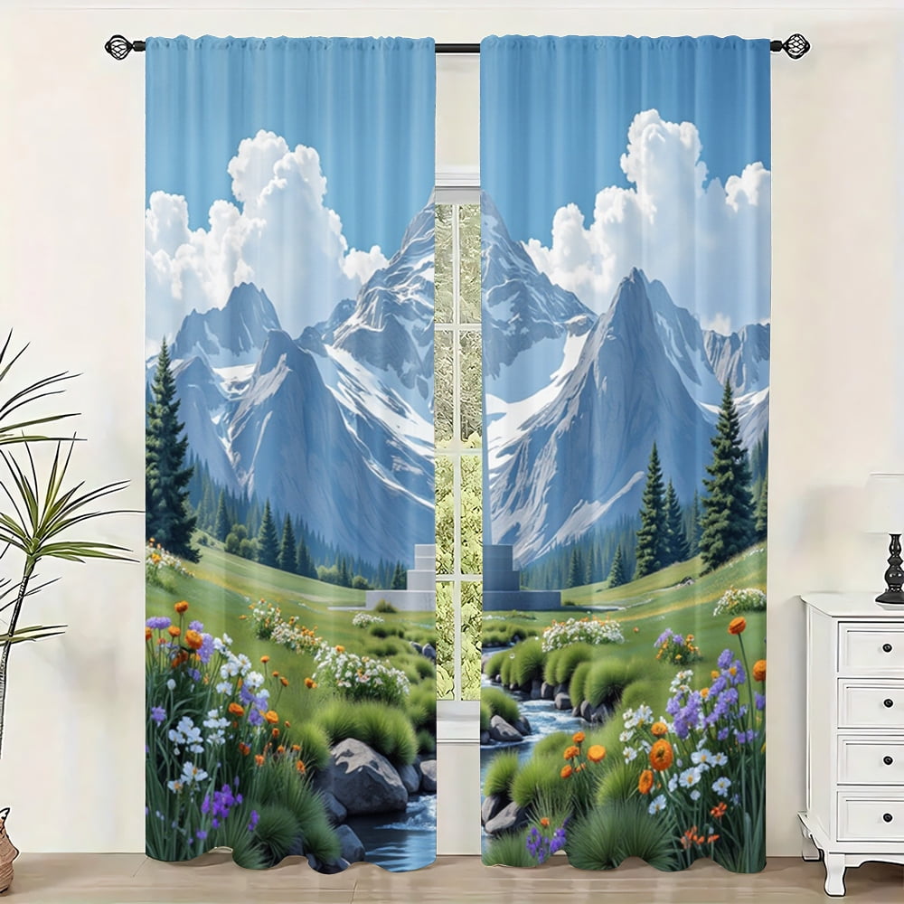 2pc Window Drapes an Tower Versatile Polyester Fabric Without ...