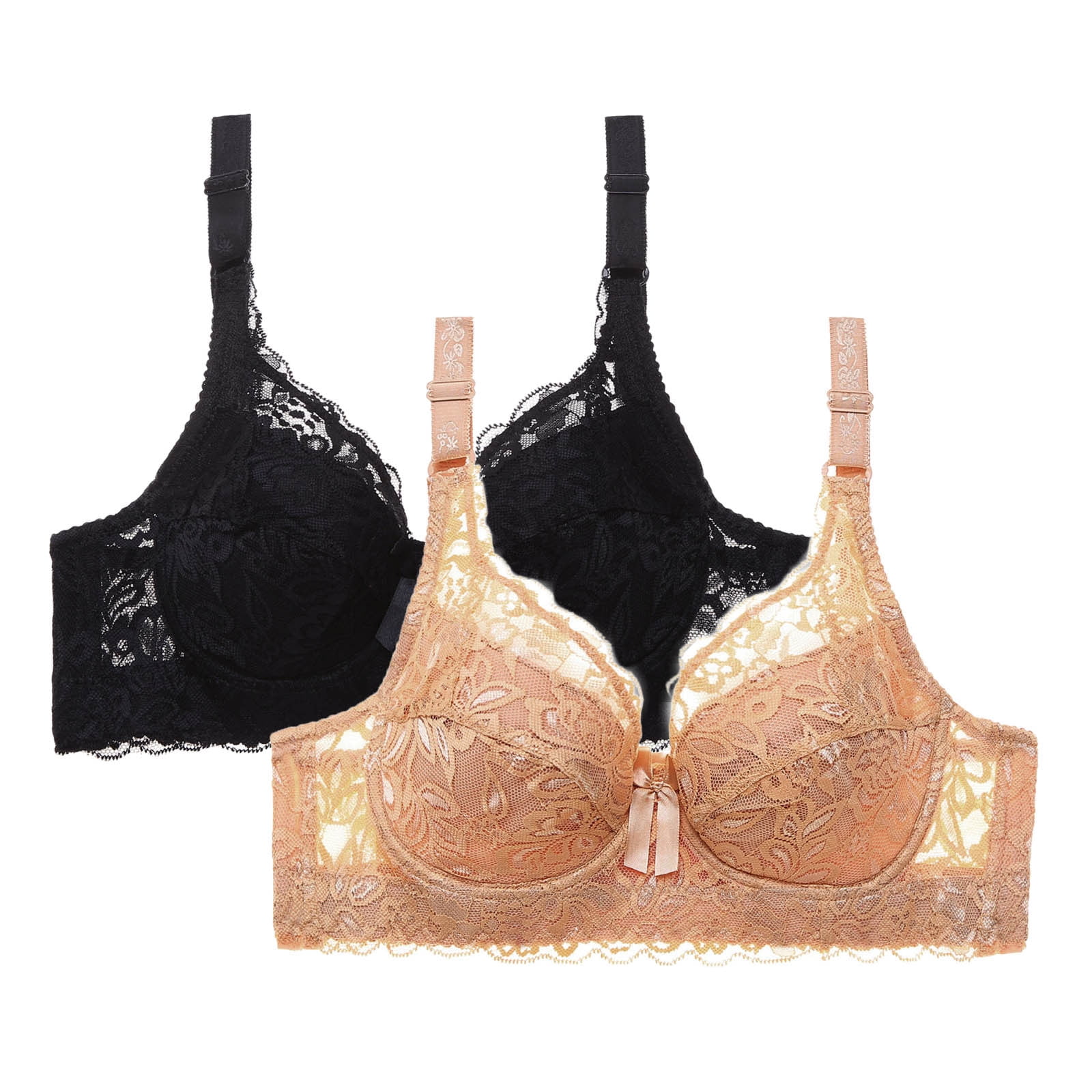 2pc Women's Balconette Lace Bra Lightweight Thin Lace Underwire Push up ...