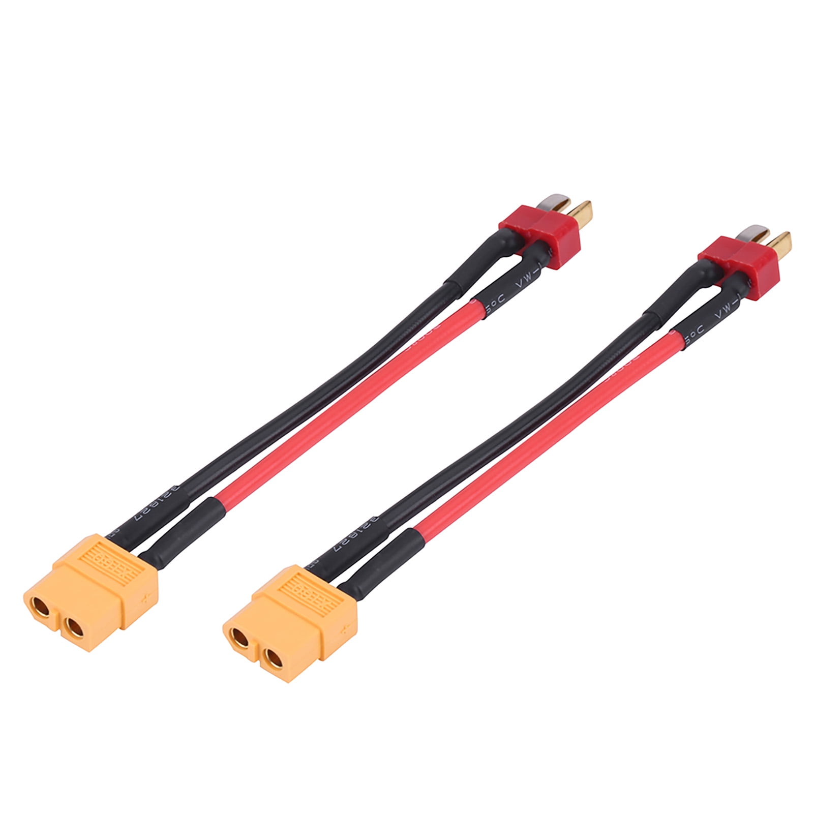 2pc Xt60 to T Plug Cables, Male to Female Socket Rc Lipo Battery Charging Connector Adapter ...