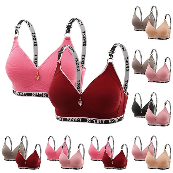 UVEASISHA 2pc letter printed Wireless Bras for Women No Underwire Full ...