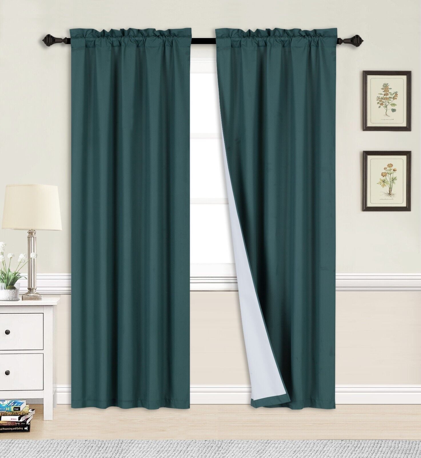2pc set window curtain panel 100% privacy 65% blackout lined bedroom ...