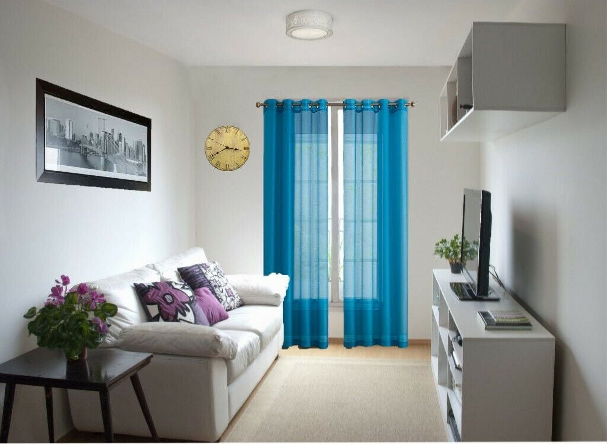 2pc solid light filter window curtain grommet panel semi-sheer faux ...