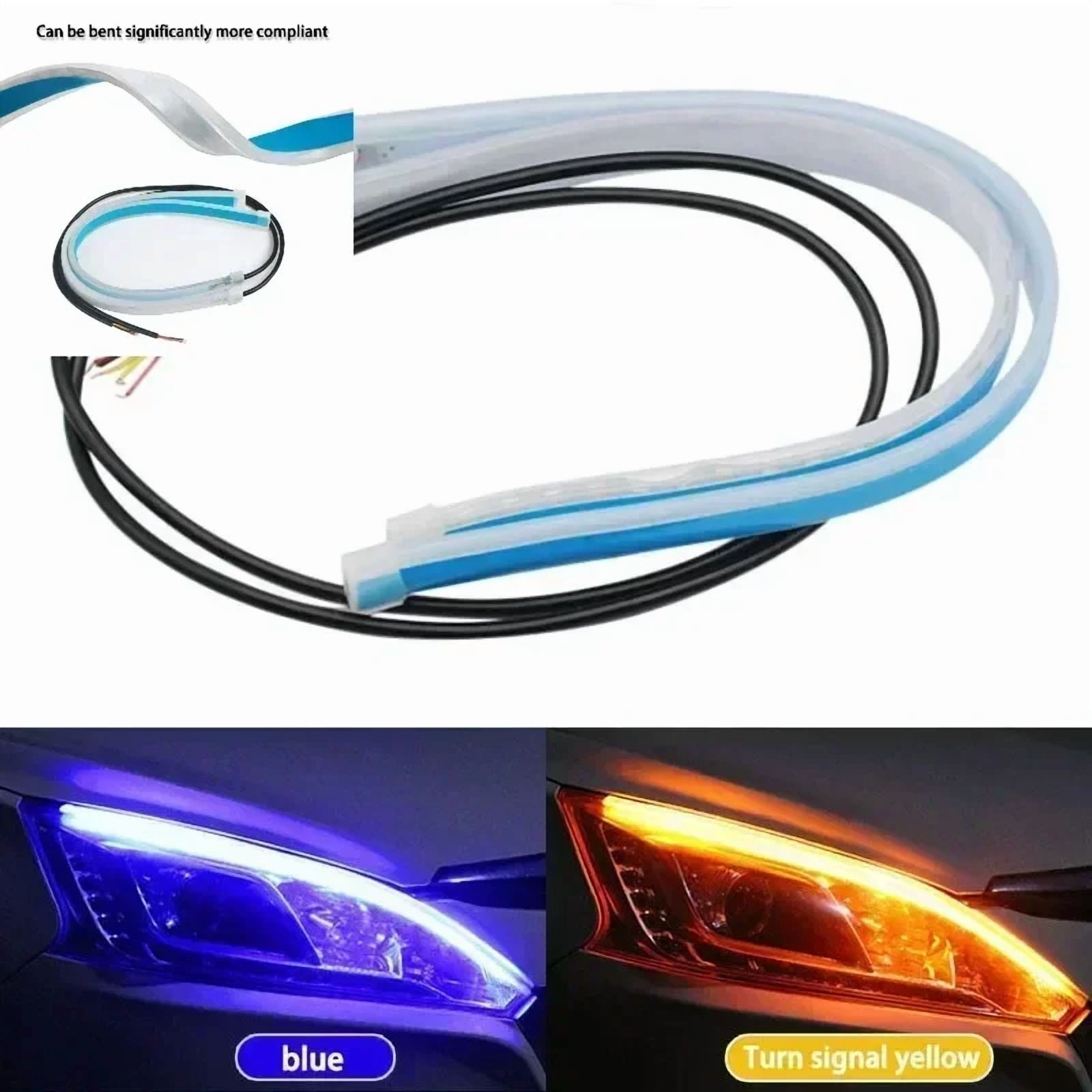 2pc30/45/60cm Car DRL Flexible Waterproof Headlight LED Strip Universal ...
