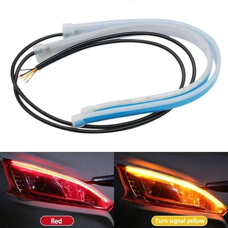 2pc30/45/60cm Car DRL Flexible Waterproof Headlight LED Strip Universal ...