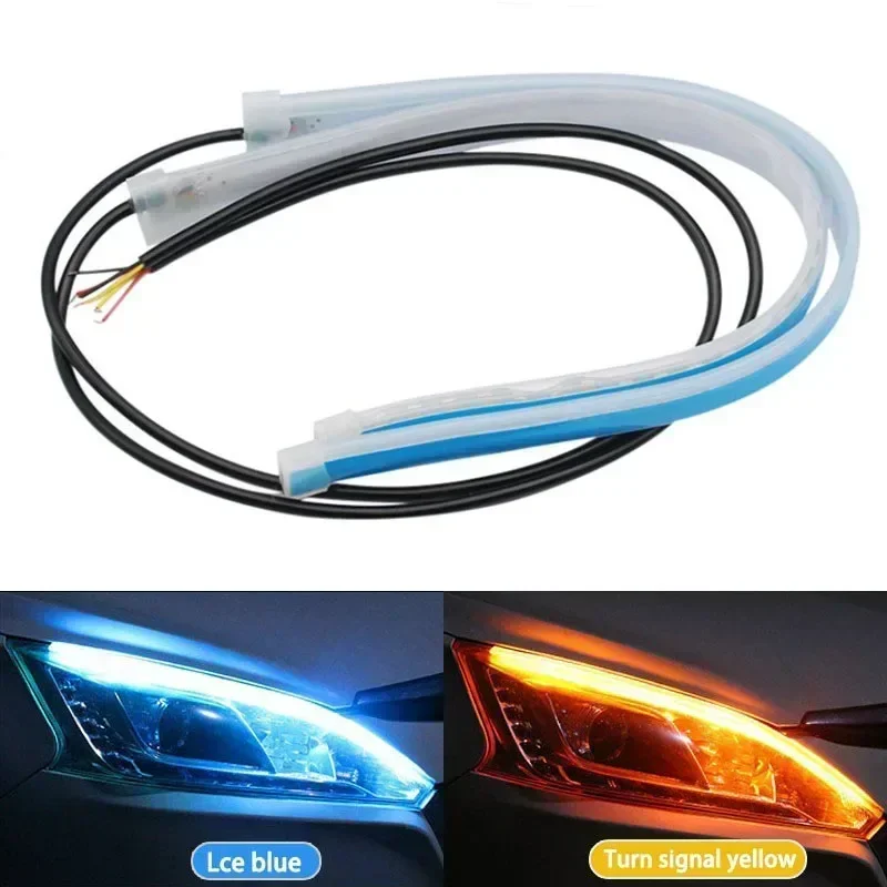 2pc30/45/60cm Car DRL Flexible Waterproof Headlight LED Strip Universal ...