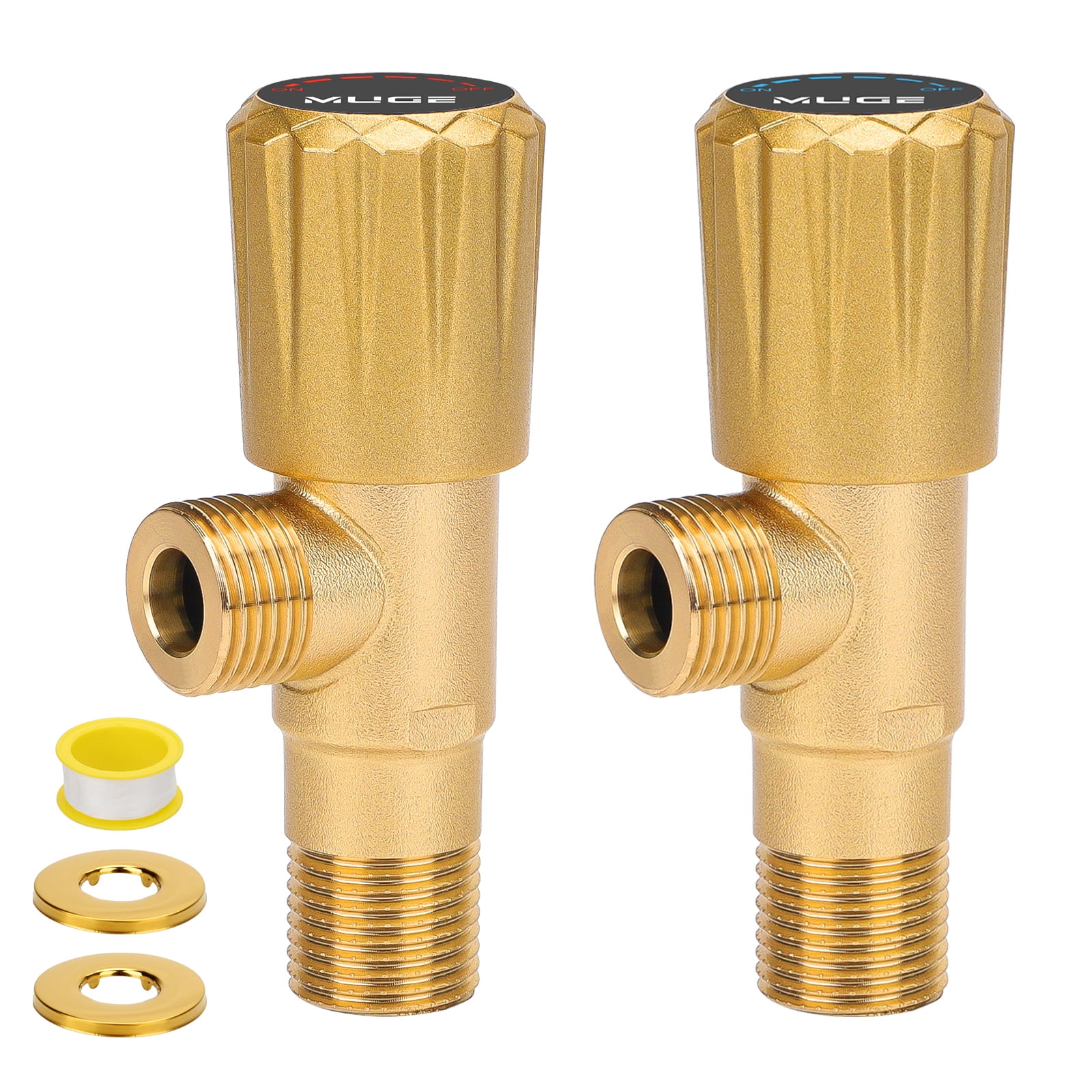 2pcs 1/2'' Brass Stop Valves, EEEkit Water Heater Toilet Heavy Duty ...