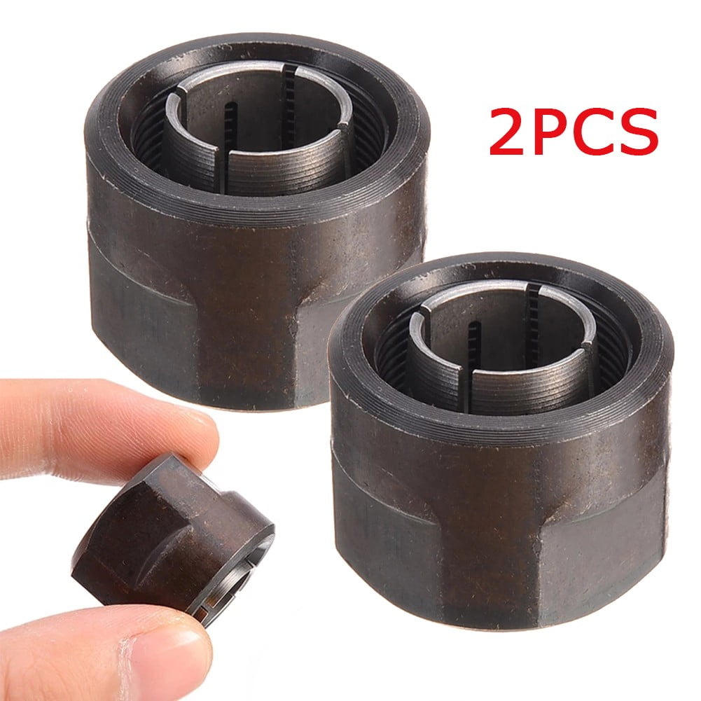 2pcs 1/2" Metal Collet Nut Plunge Router Parts 12.7mm Center Hole 22 ...
