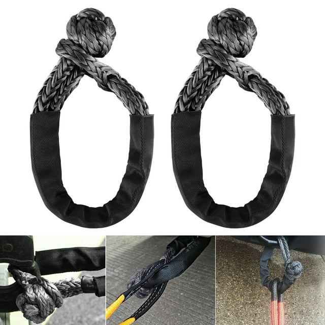 2pcs 1/2" X 22" Soft Shackle Rope Synthetic Tow Recovery Black Strap ...