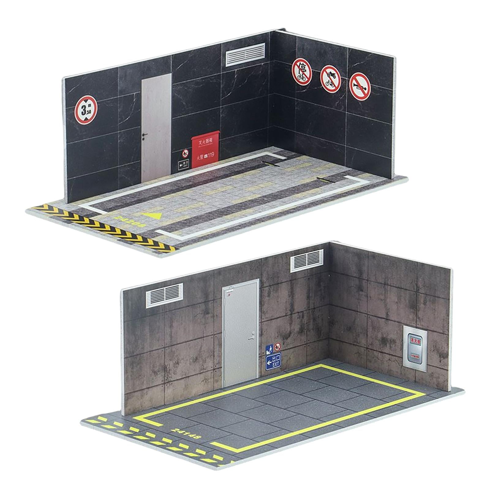 2pcs 1/24 Scale Car Model Diorama Parking Scenery DIY Car Garage ...