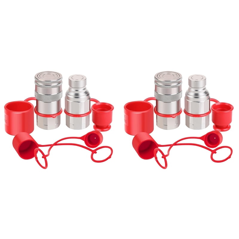 2pcs 1/2Inch NPT Skid Steer Hydraulic Couplers, Flat Face Quick Connect ...