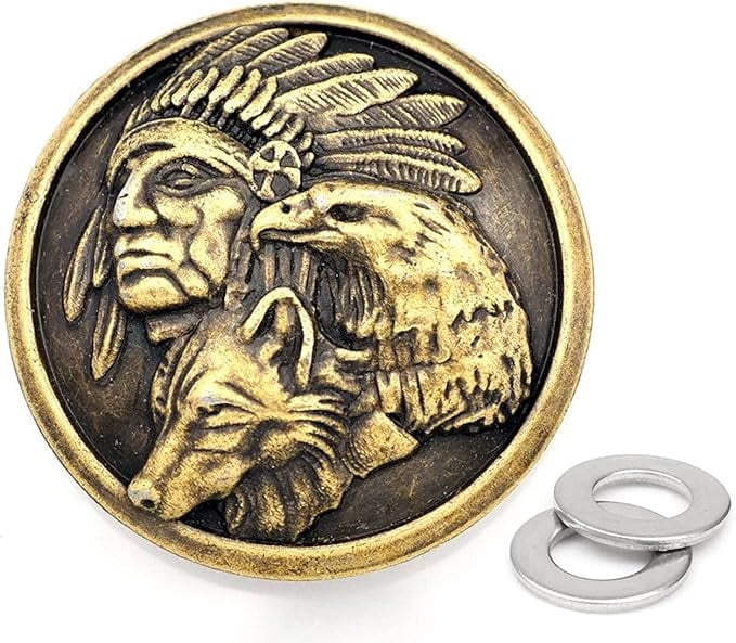 2pcs 1-3/8 Inch Coin Concho, Chief Eagle Wolf Screw Back Western ...