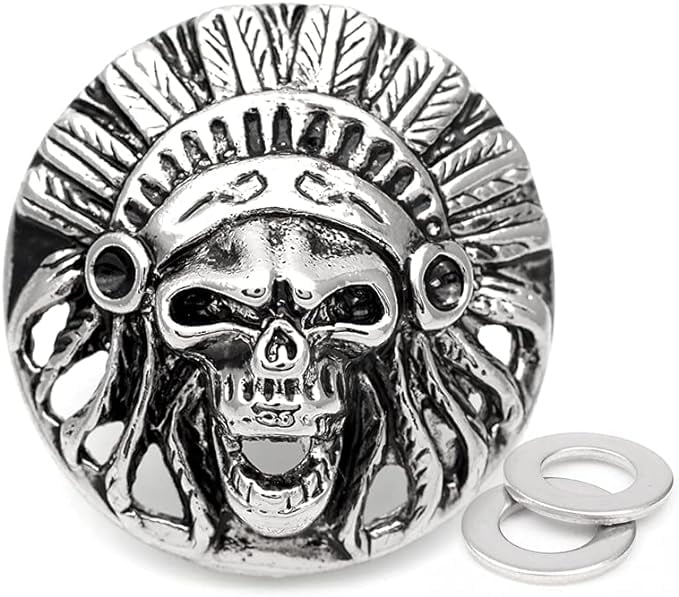 2pcs 1-3/8 Inch Skull Coin Concho Screw Back Western Leathercraft ...