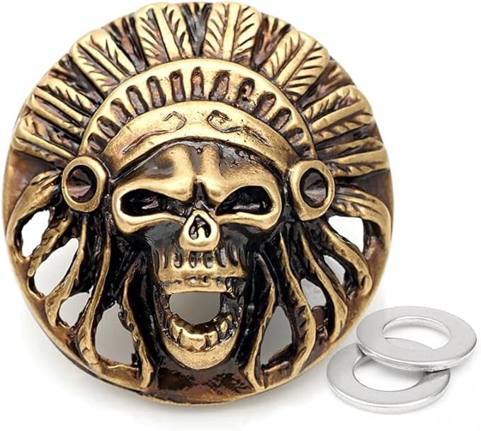 2pcs 1-3/8 Inch Skull Coin Concho Screw Back Western Leathercraft ...