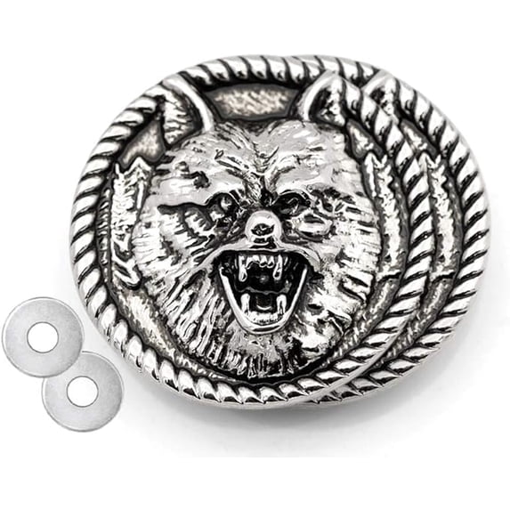 2pcs 1 3/8 Inches Wolf Screw Back Coin Conchos Cowboy Leathercraft ...
