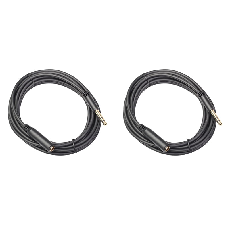 2pcs 1/4 TRS 6.35MM Male to 6.35MM Female Stereo Extension Cable Gold ...