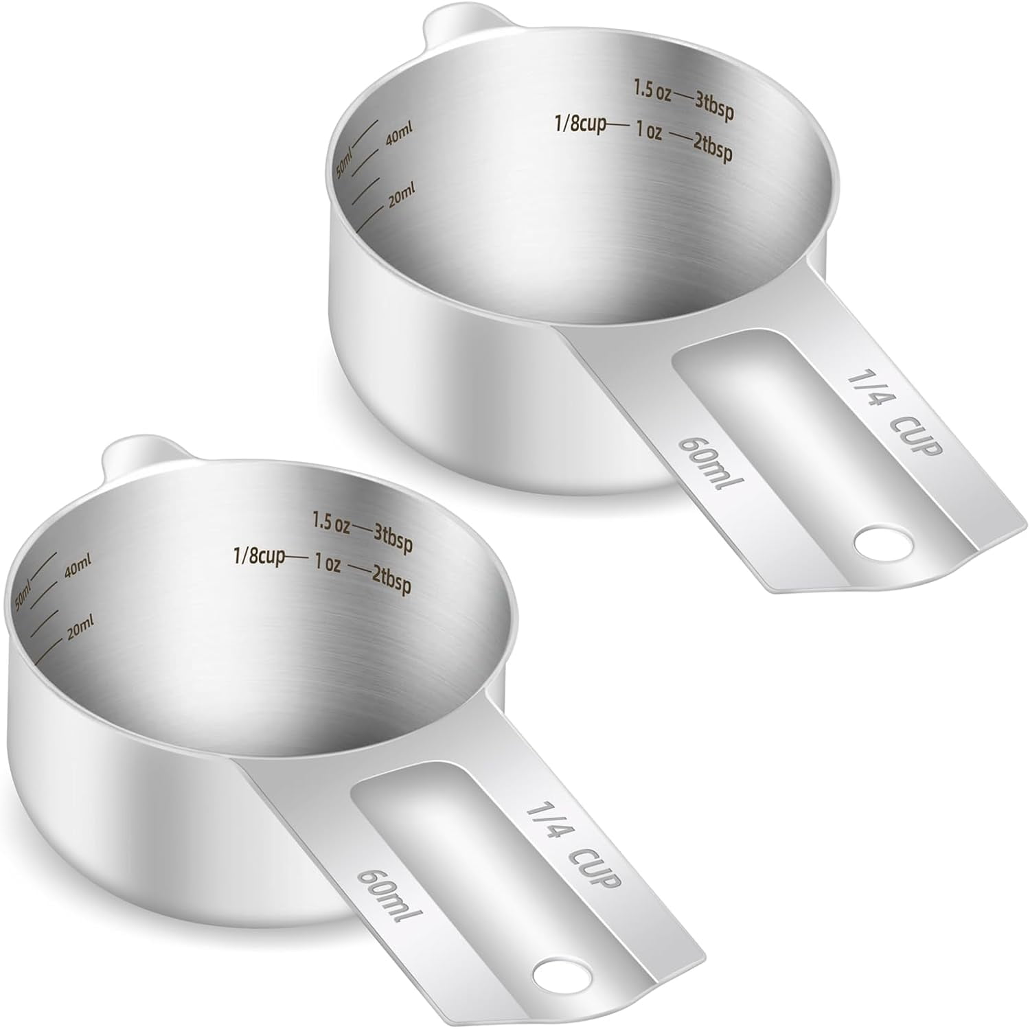 2pcs 1/4cup (60ml, 2oz) single measuring cup, etched inner scale ...