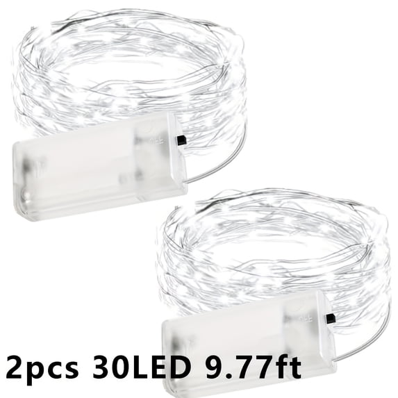 2pcs 10/20/30LED Fairy Lights Battery Operated Constant Lights Mini ...