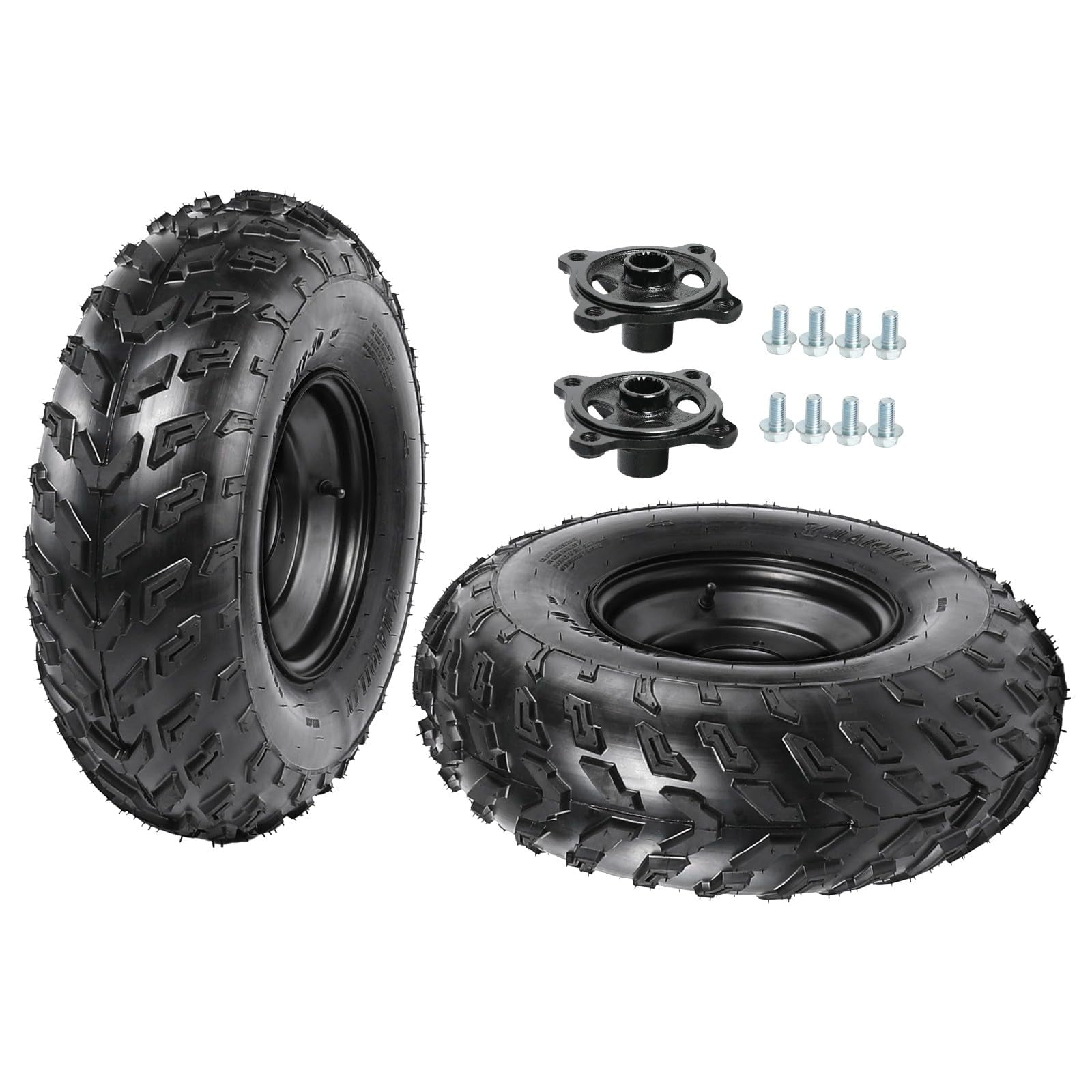 2pcs 10" Wheels 23x7x10 23x7-10 ATV Tire Rim 4 Lug Bolt Pattern + Rear Axle Wheel Hubs for Quad ...