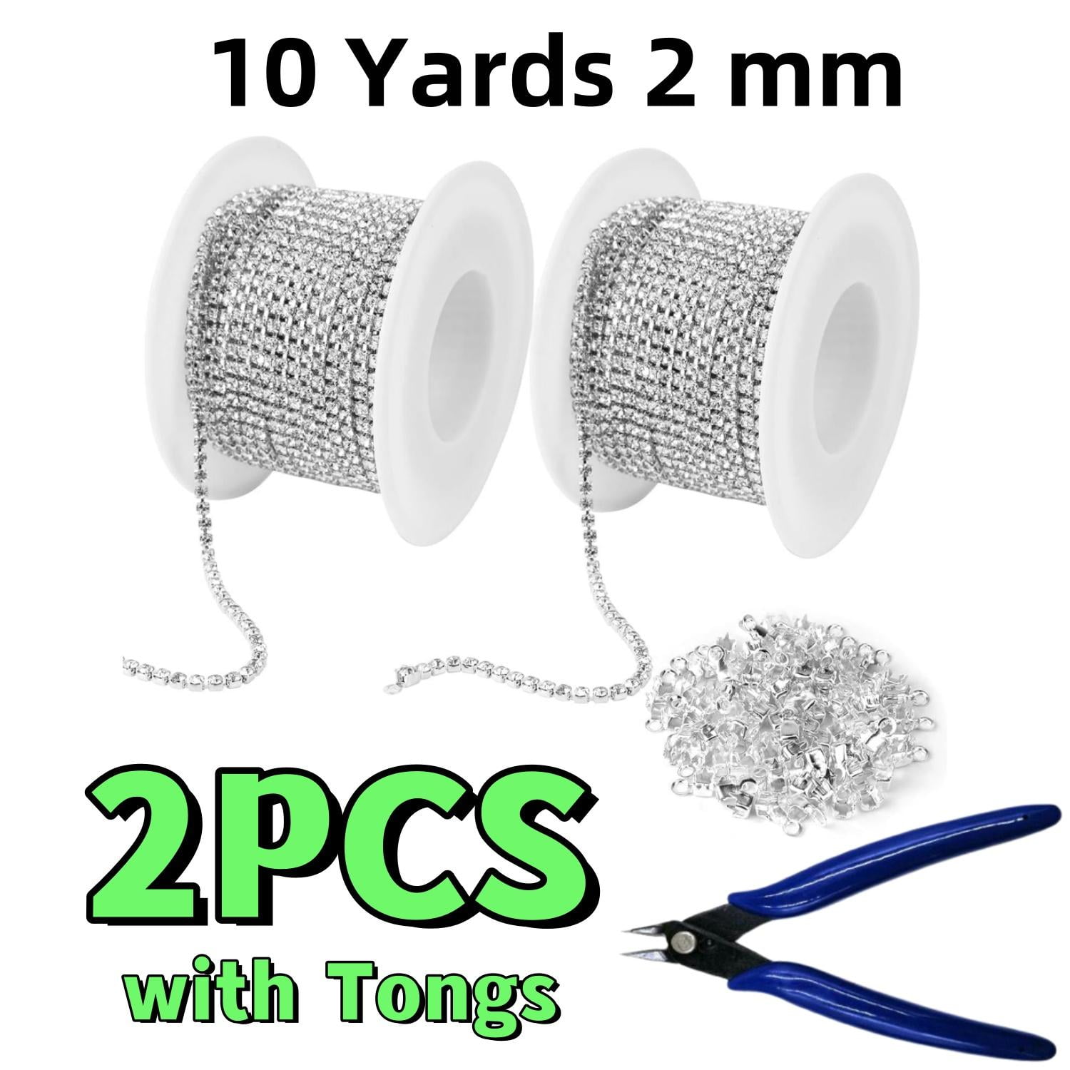 2pcs 10 Yards 2 Mm Rhinestone Ribbon With Tongs Rhinestones Crystal ...