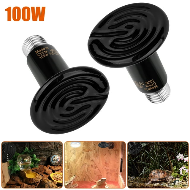 2pcs 100W Ceramic Heat Emitter, EEEkit Infrared Heat Bulbs for Reptile ...