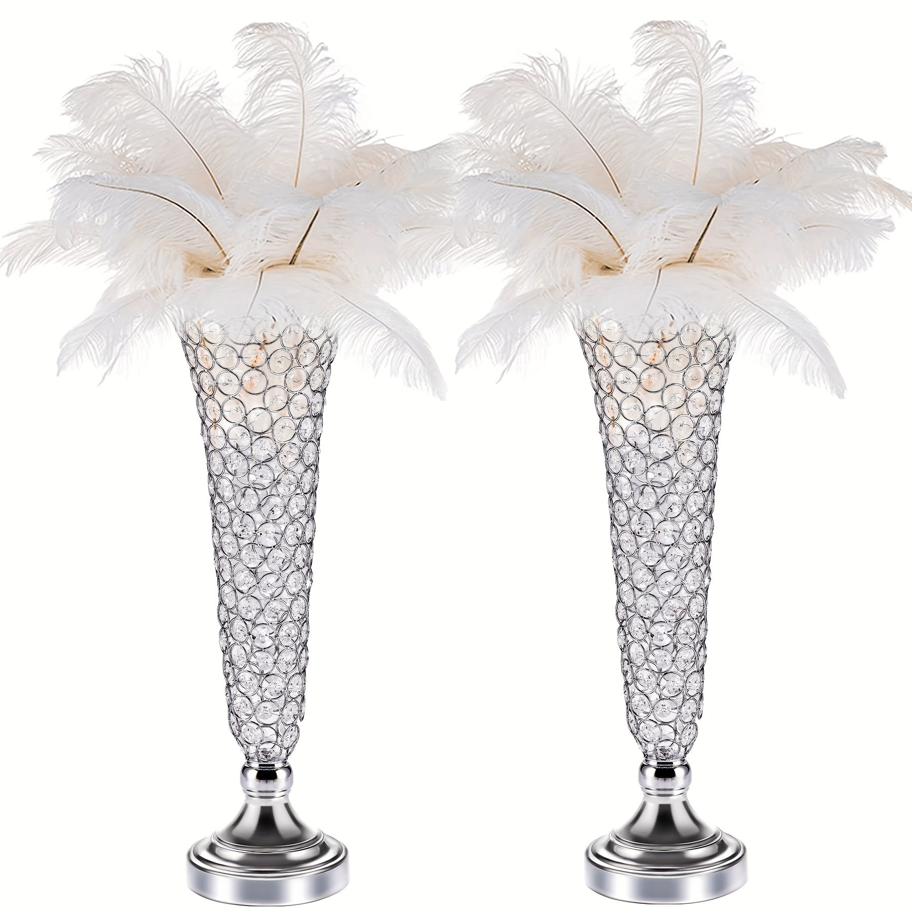 2pcs/ 10pcs Crystal Trumpet Floral Vase - Centerpieces For Wedding ...