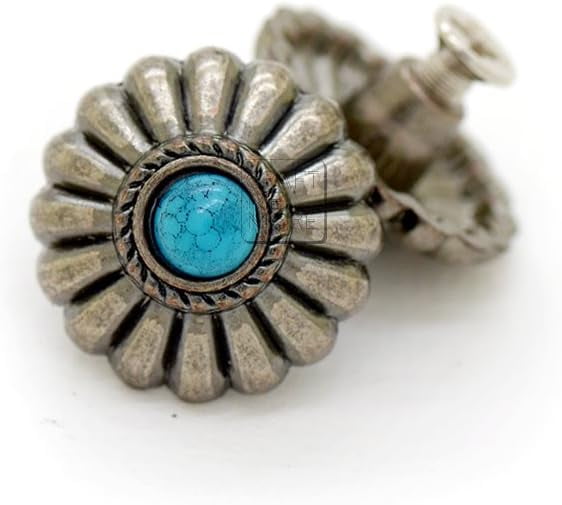 2pcs 11/16” Flower Concho Studs with Synthetic Turquoise, Screw Back ...