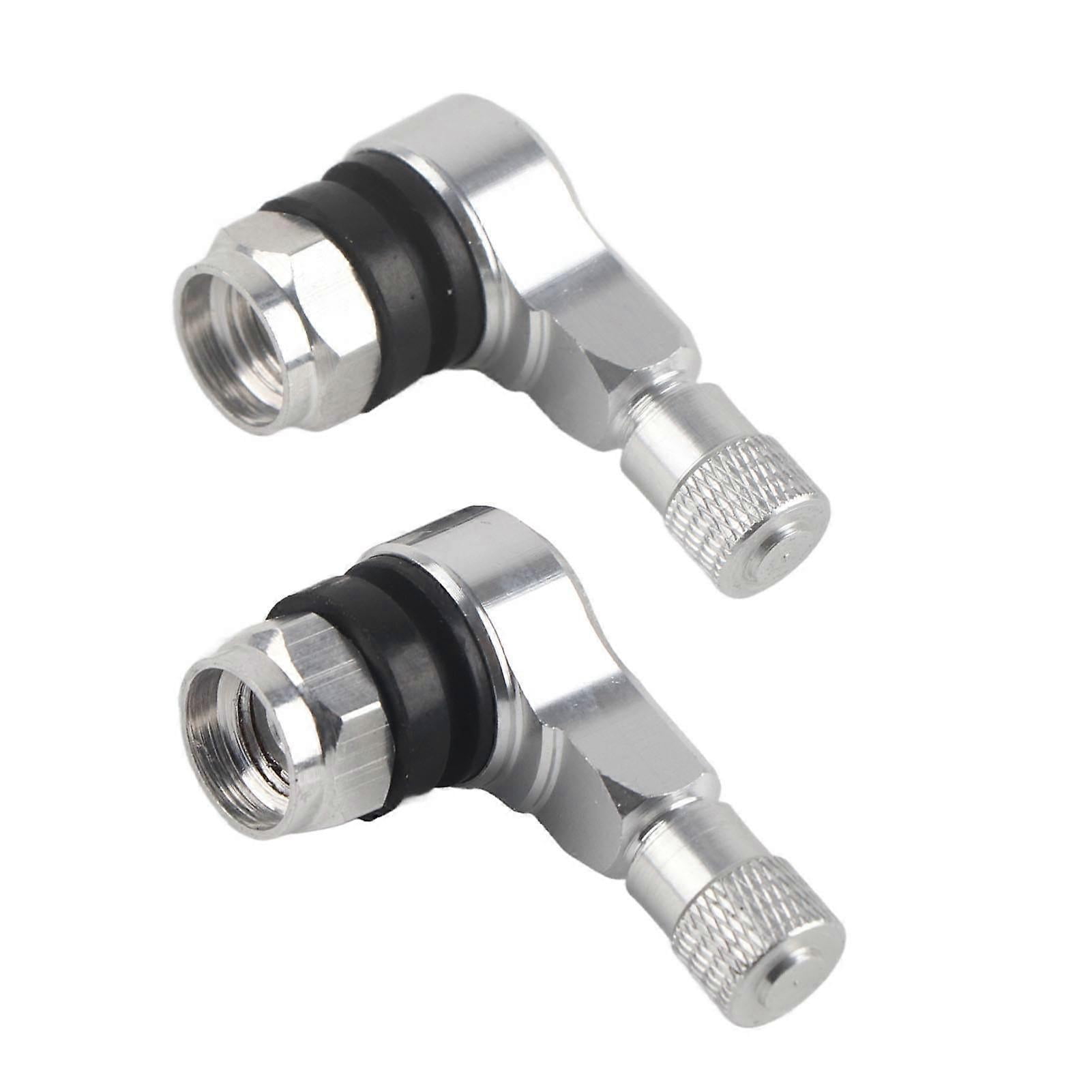 2pcs 11.3mm Aluminum Motorcycle Tire Valve Stems Caps 90° Silver ...