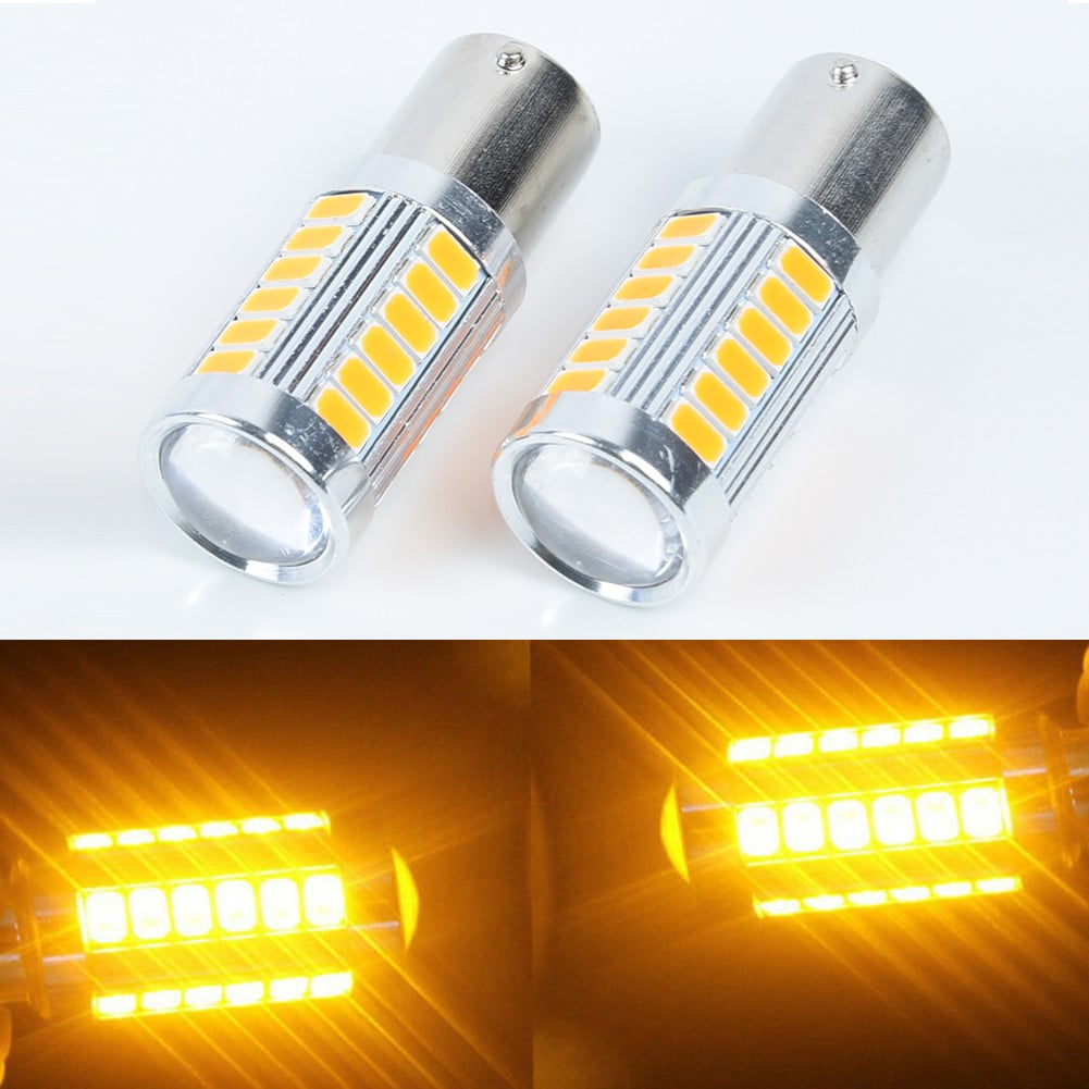 2pcs 1156 BA15S P21W LED Daytime Running Light DRL Reverse Lamp Amber ...
