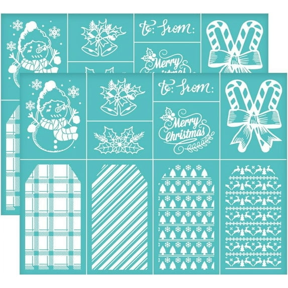 2pcs 11x8.6 inch Christmas Stripes Stencils Self-Adhesive Silk Screen ...