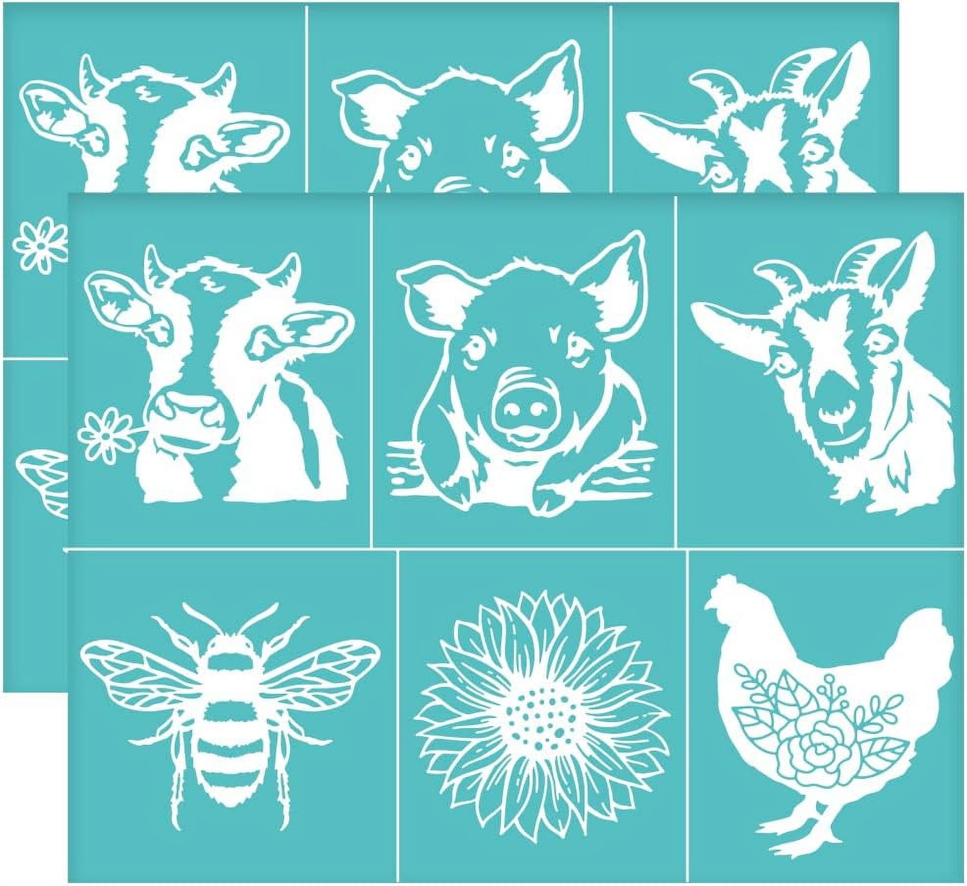 2pcs 11x8.6 inch Silk Screen Printing Stencils Farmhouse Animal Silk ...